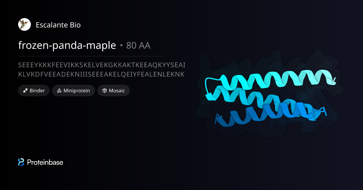 Miniprotein frozen-panda-maple | Proteinbase