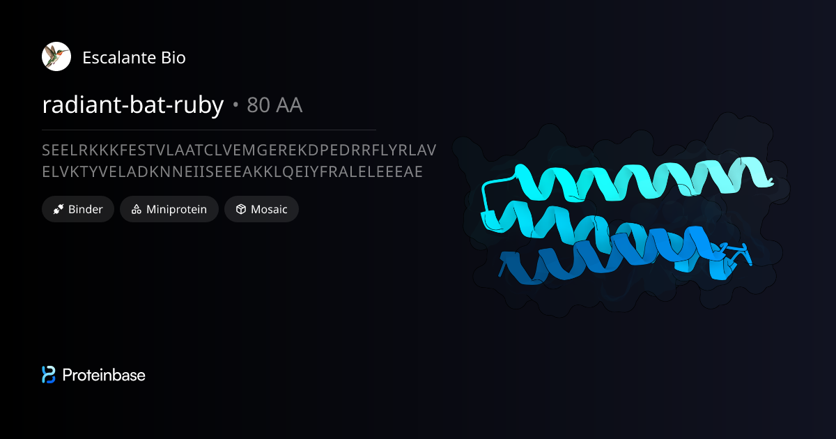 Miniprotein radiant-bat-ruby | Proteinbase